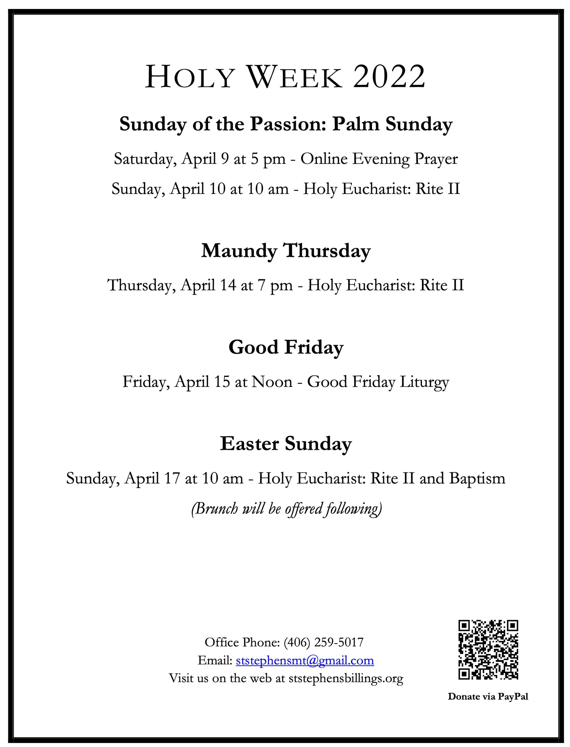 Holy Week 2022 – St. Stephen's Episcopal Church