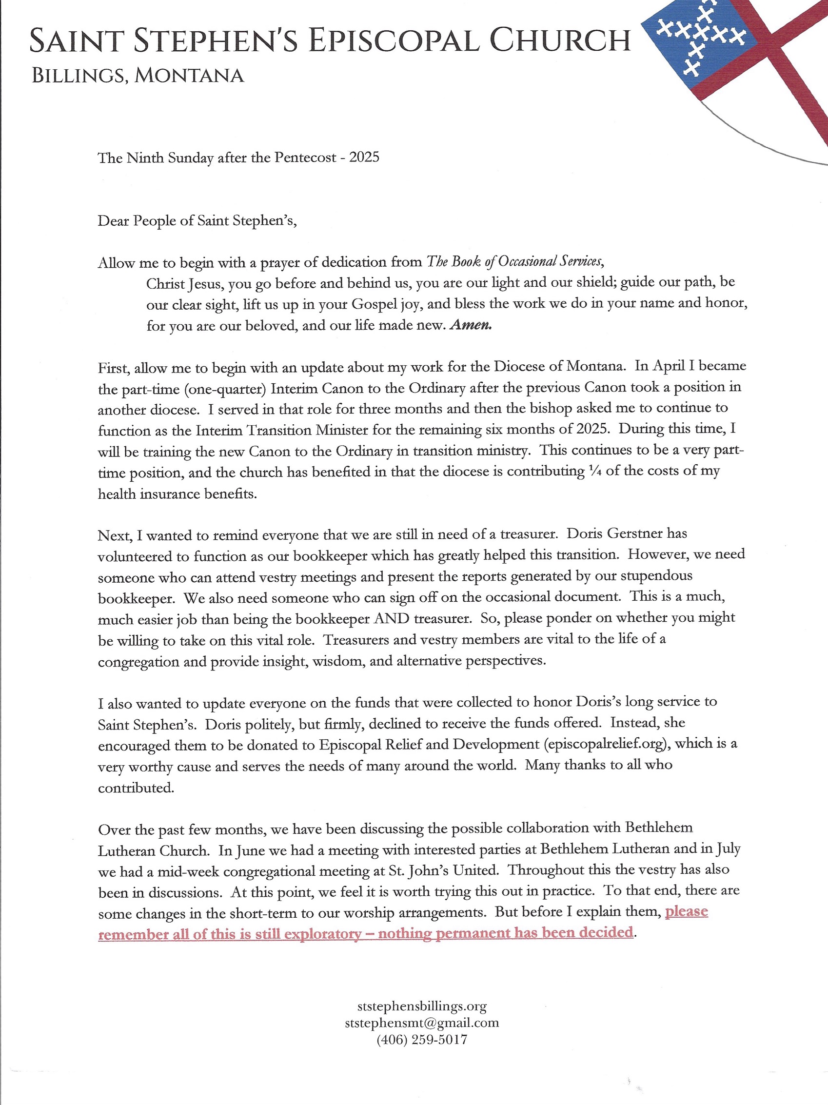 August 2025 Parish Letter – St. Stephen's Episcopal Church